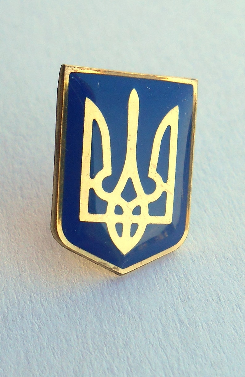 Ukrainian Lapel Pin Tryzub Trident Metal Golden Color - Etsy
