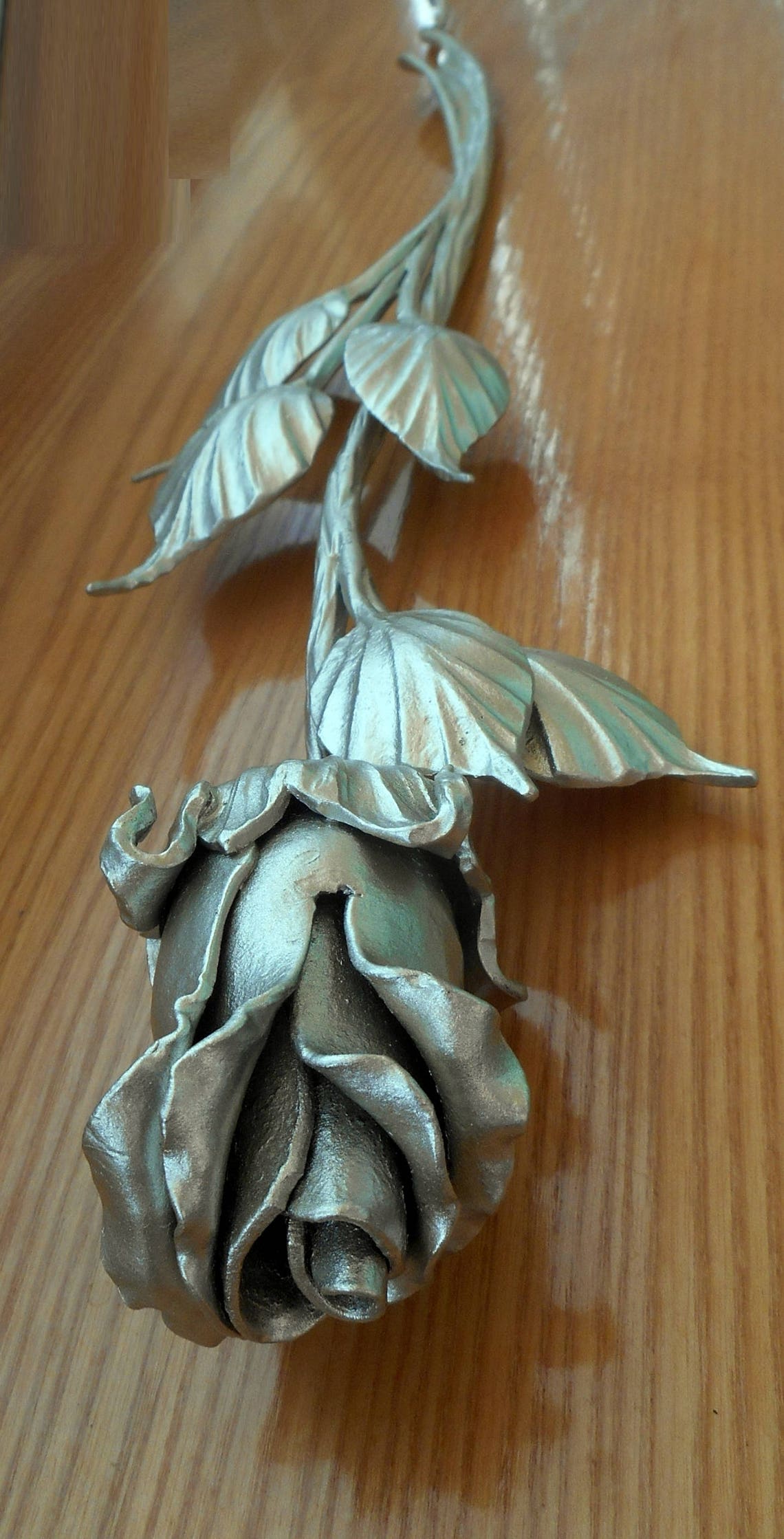Silver Forged Metal Rose Wrought Rose Gift Flower Handcrafted | Etsy