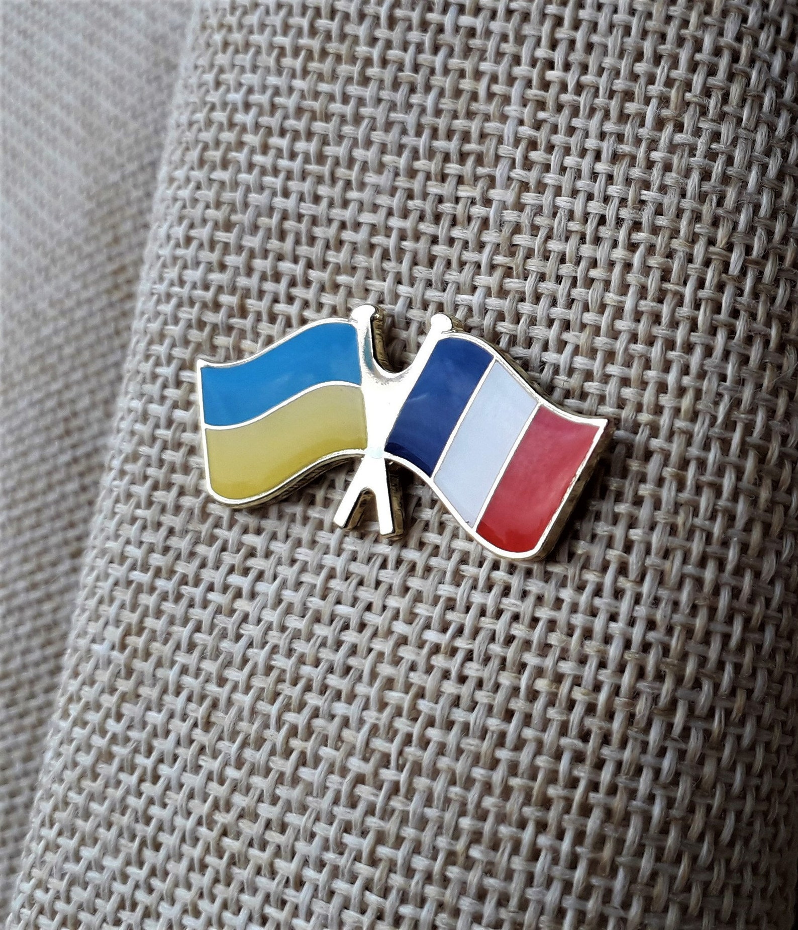 Flag of Ukraine and France Badge Ukrainian & French Flag Lapel Pin ...