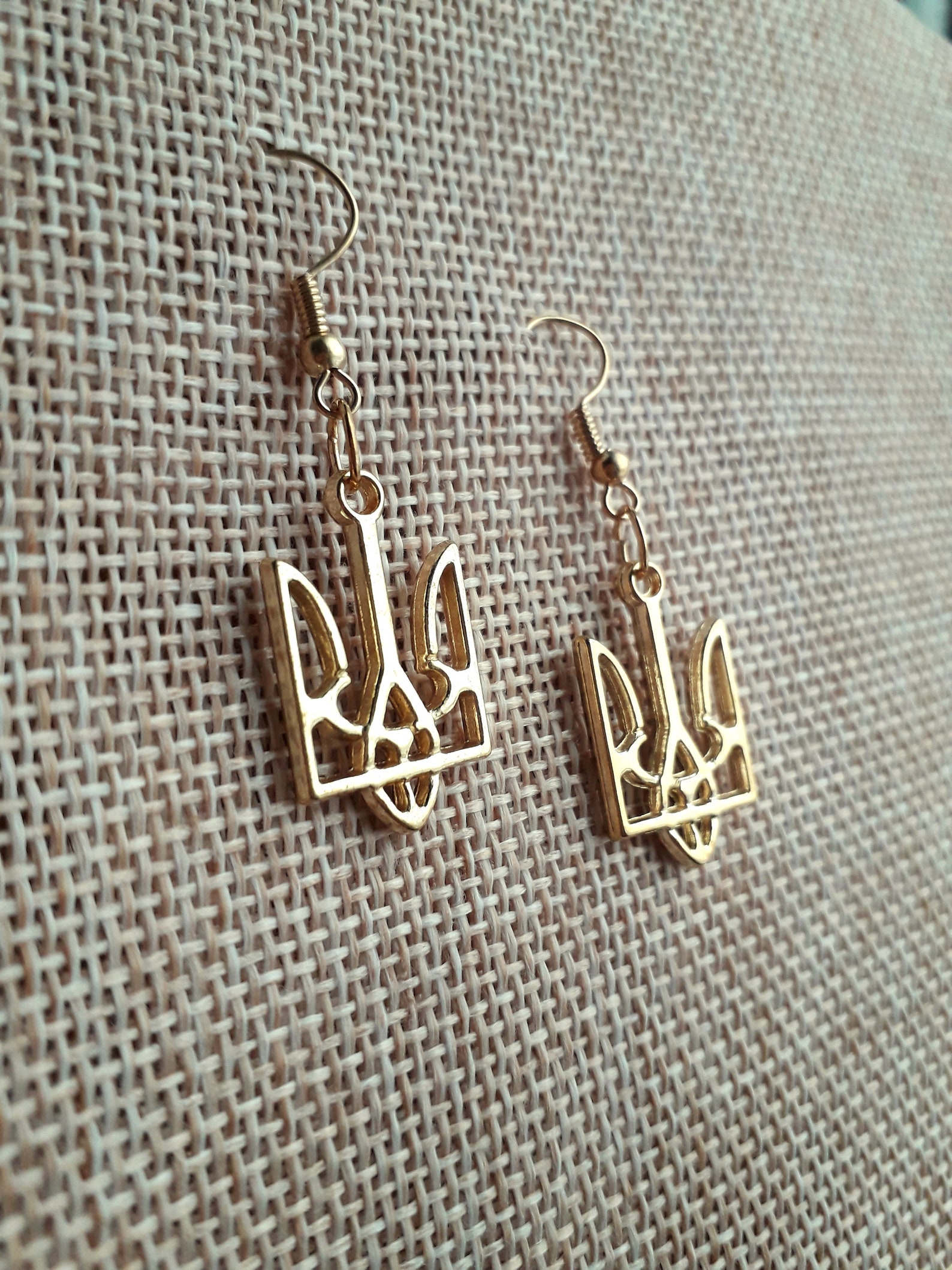 Earrings Ukrainian Flag Ukrainian Trident Metal Gold Color Ukraine ...