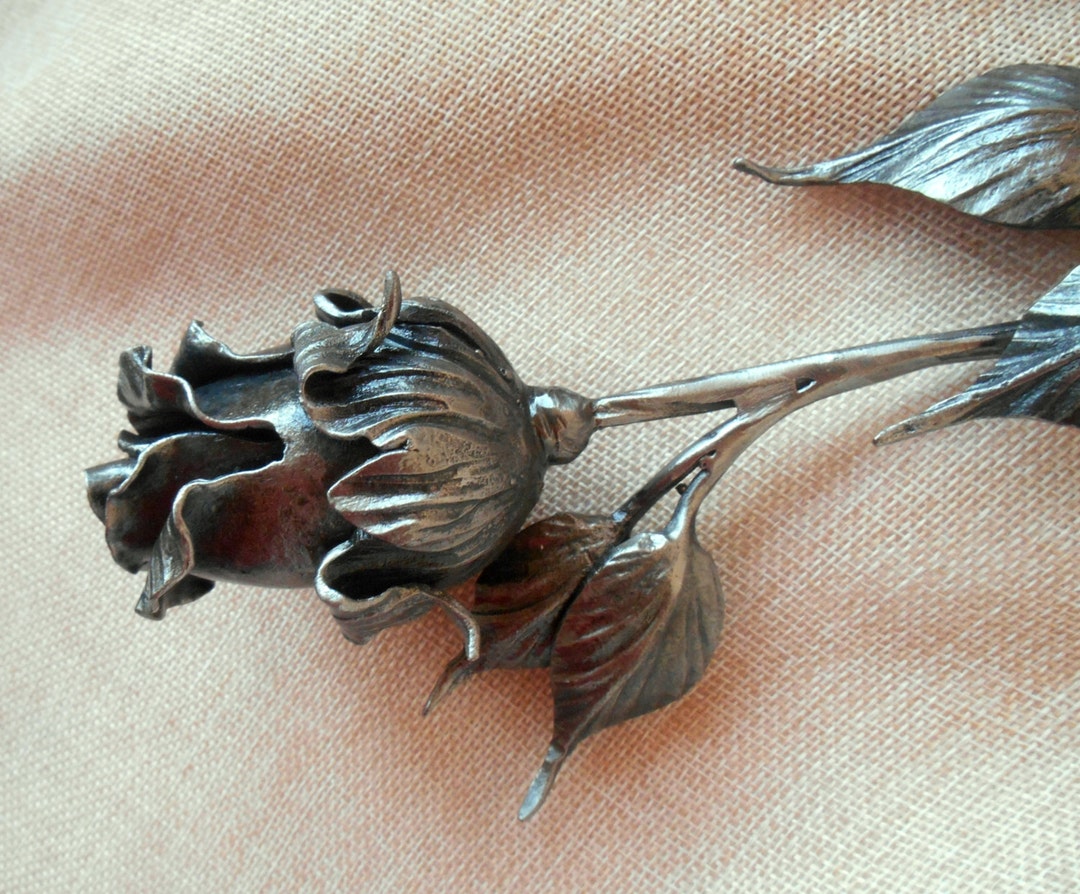 Forged Metal Rose Natural Iron Color Wrought Rose Gift Flower ...