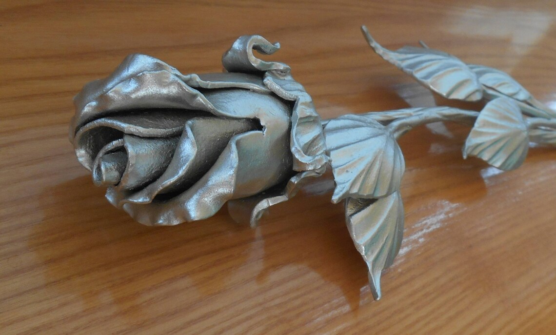 Silver Forged Metal Rose Wrought Rose Gift Flower Handcrafted | Etsy