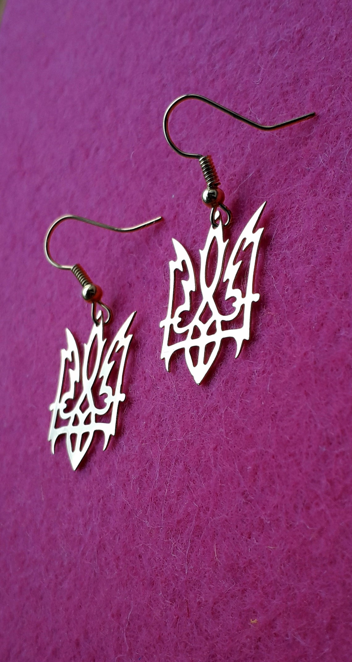 Earrings Ukrainian Flag Trident Ukrainian Earrings Tryzub Metal Gold ...
