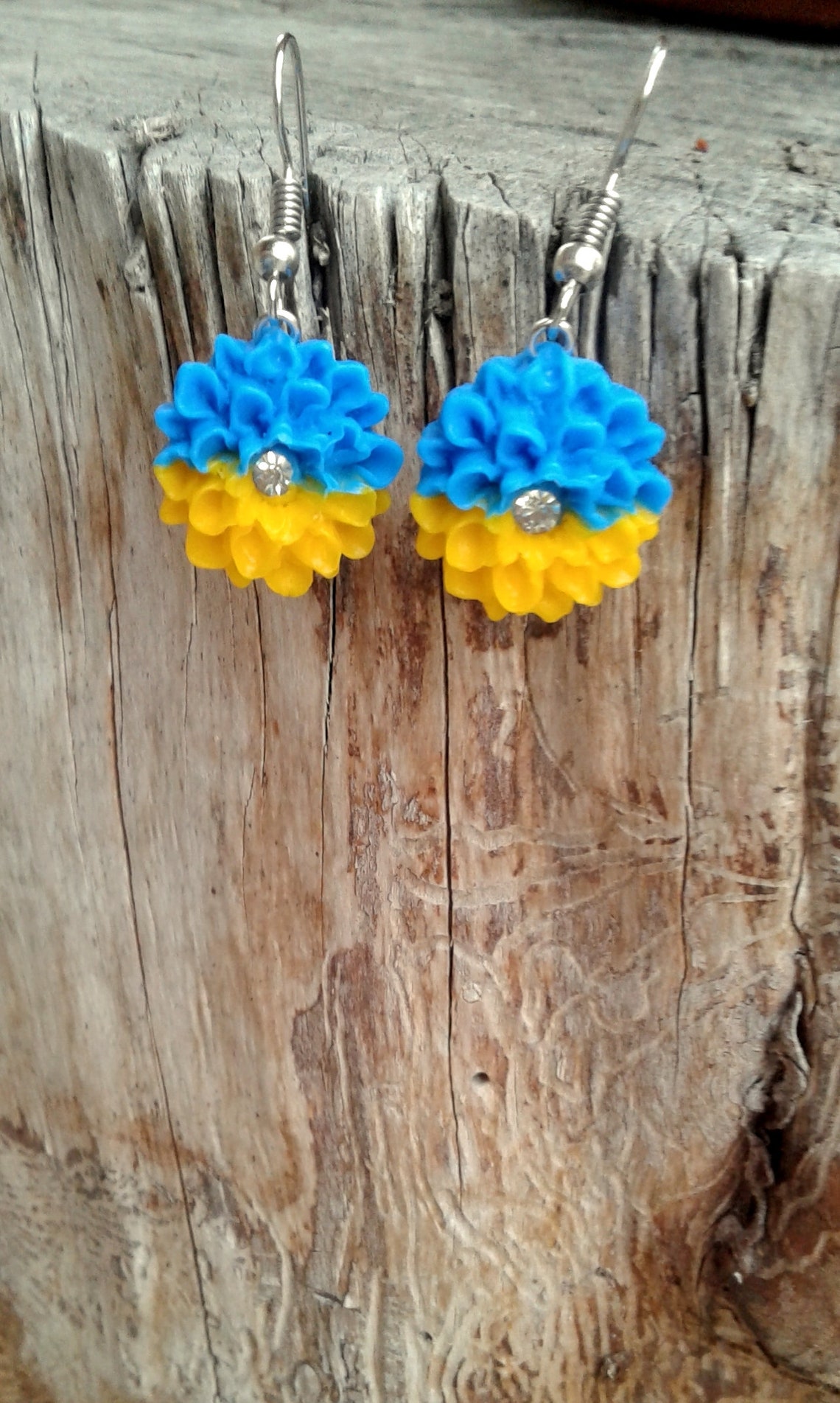Earrings Ukrainian Flag Ukrainian Earrings Flowers Blue and - Etsy