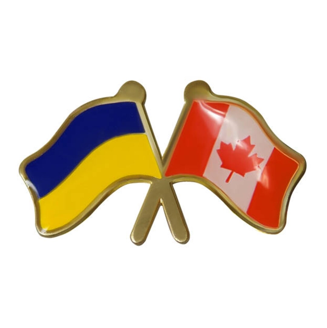 Ukrainian & Canadian Flag Ukrainian Lapel Pin Metal Golden Color ...