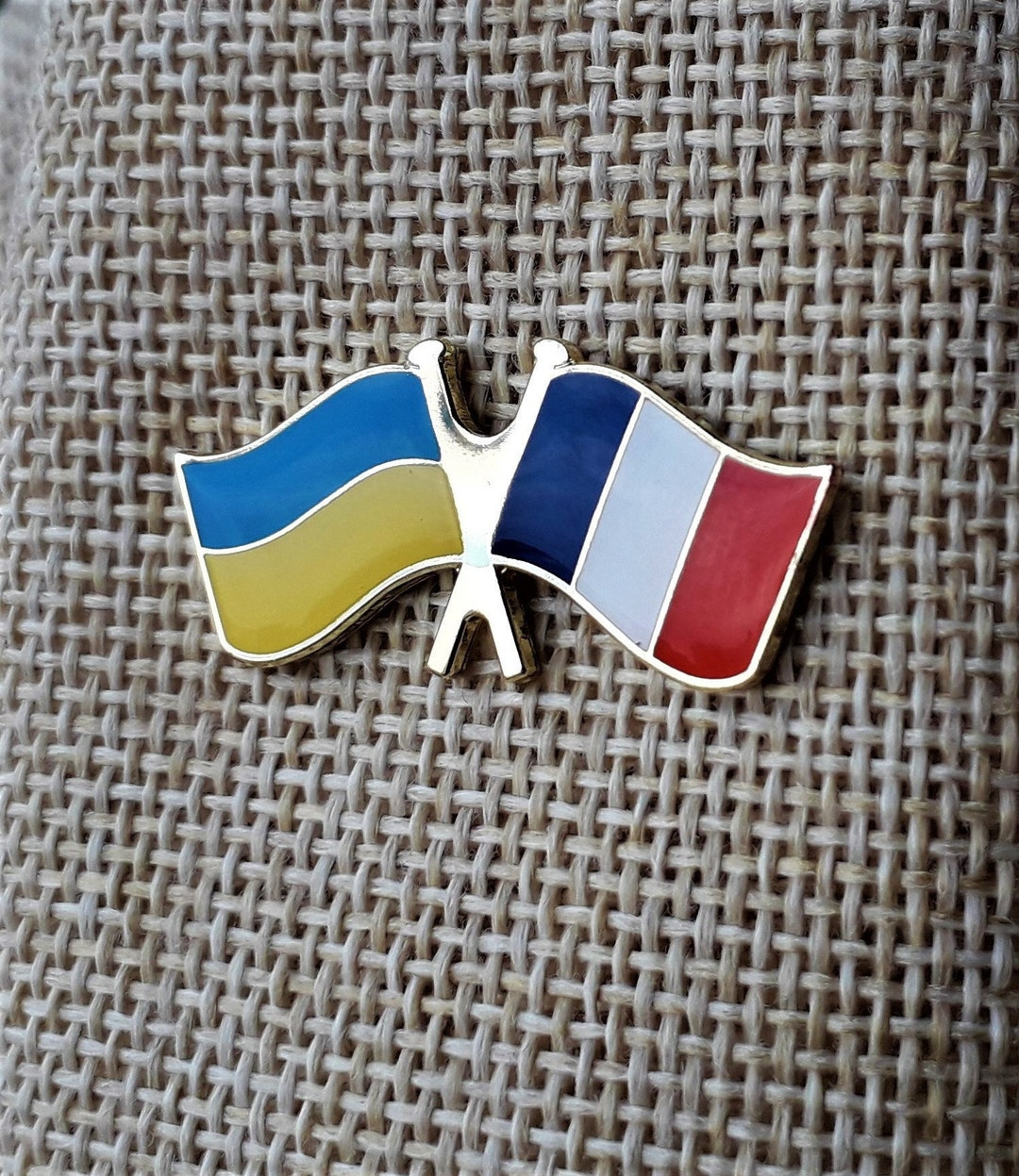 Flag of Ukraine and France Badge Ukrainian & French Flag Lapel Pin ...