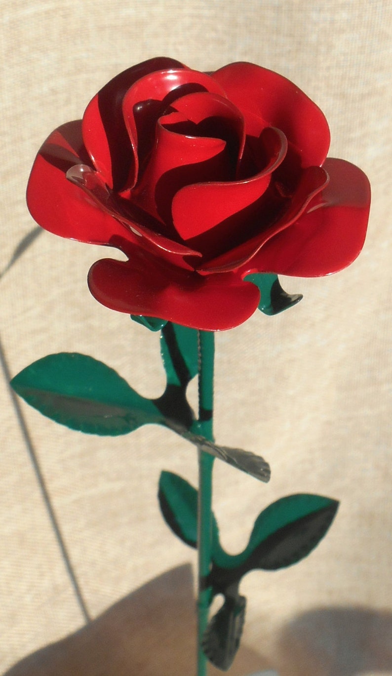 Metal Red Rose Decoration Floral Roses Gift Flower Steel Rose | Etsy