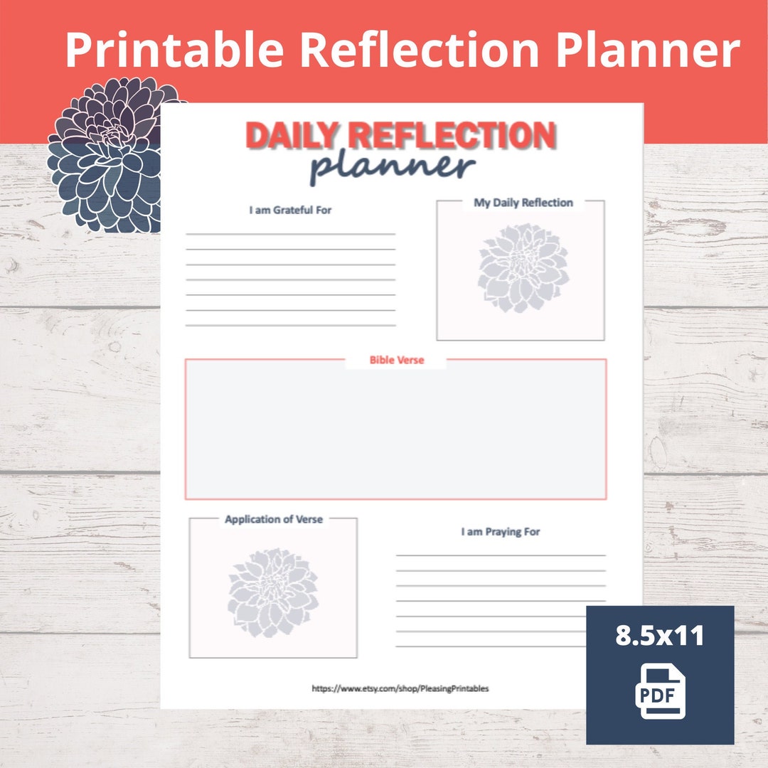 Daily Reflection Bible Planner Printable - PDF - Memory Verse Notes for ...
