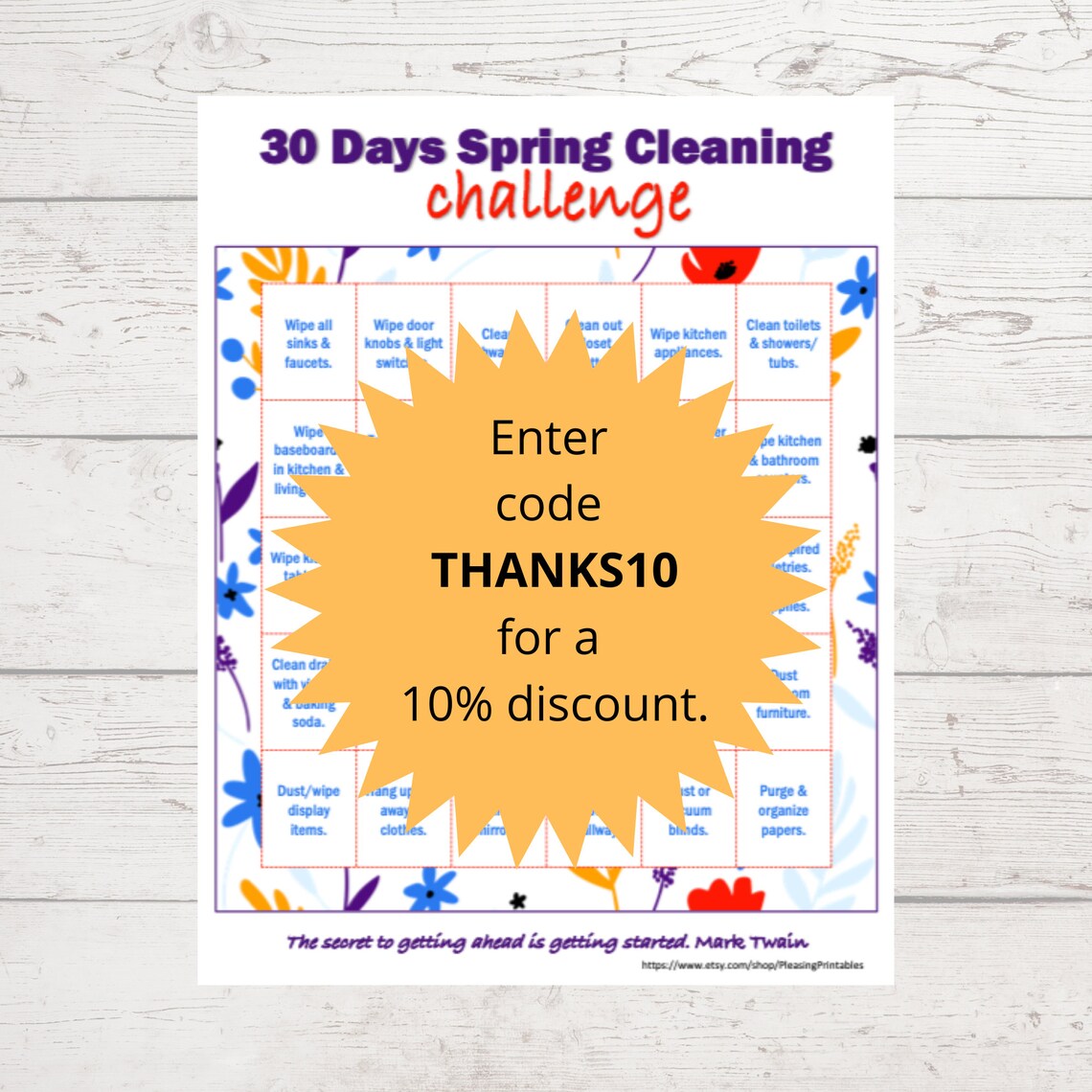 30 Day Spring Cleaning Challenge Checklist Printable, Home Cleaning ...