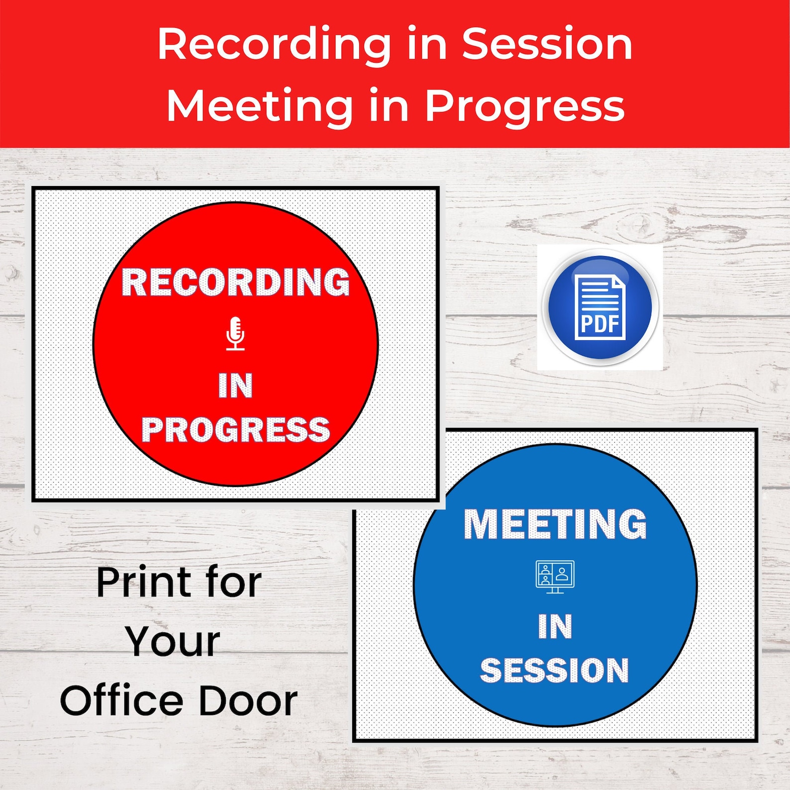 Office Door Signs, Recording in Progress, Meeting in Session, Do Not ...