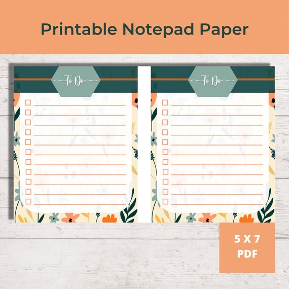 Printable notepad Memo pad Printable to do list Stationary | Etsy