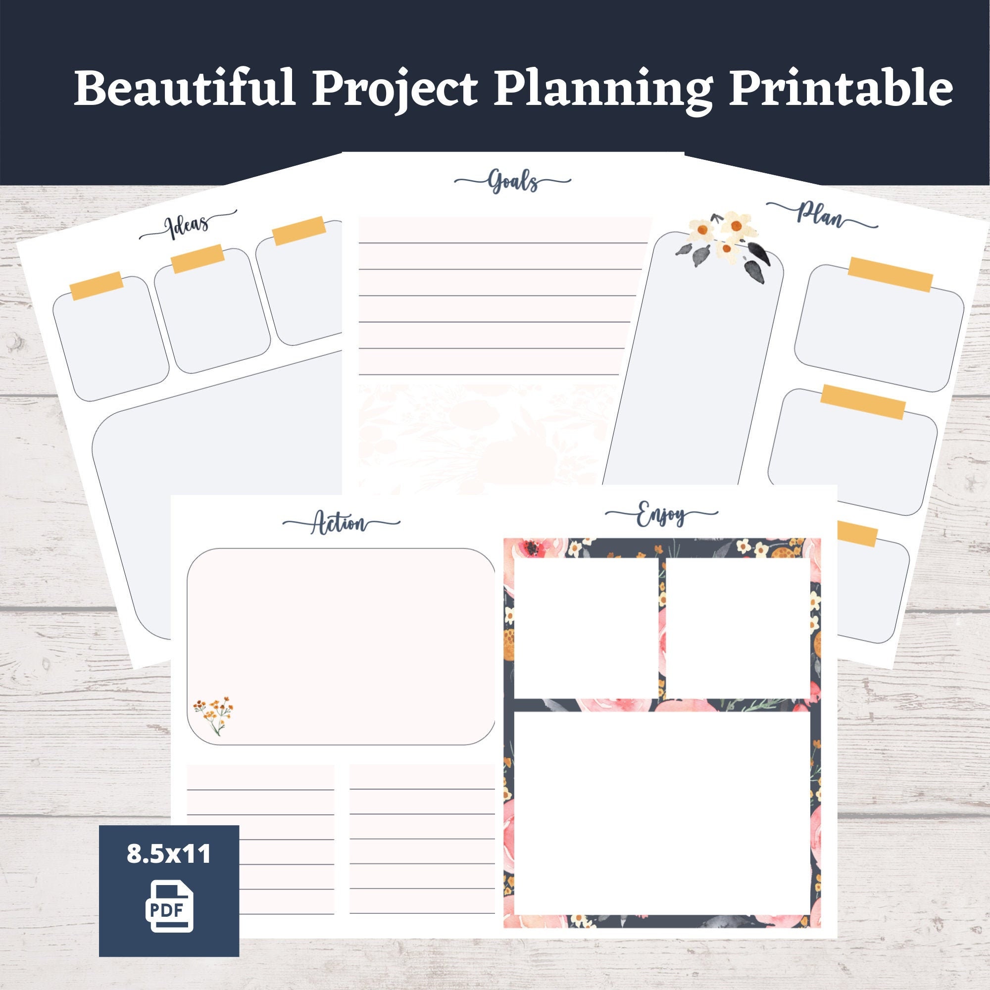 Project Planner Printable, Work Planner, Project Management, Project ...