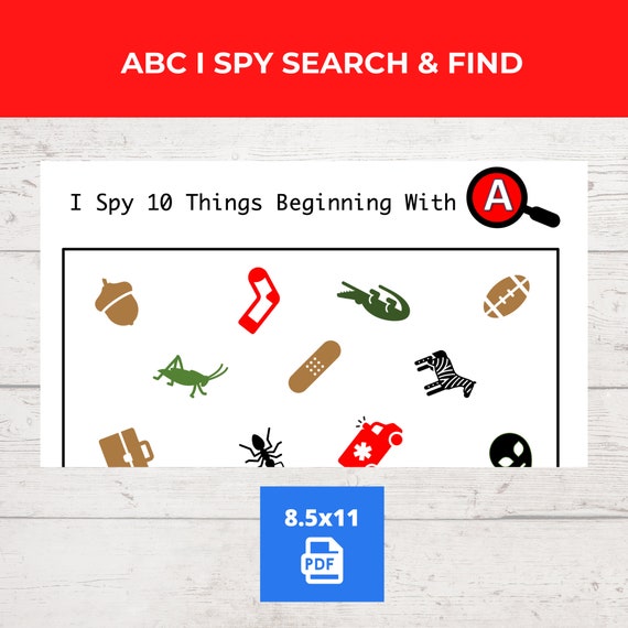 ABC I Spy Search and Find Letter Sounds With Pictures | Etsy
