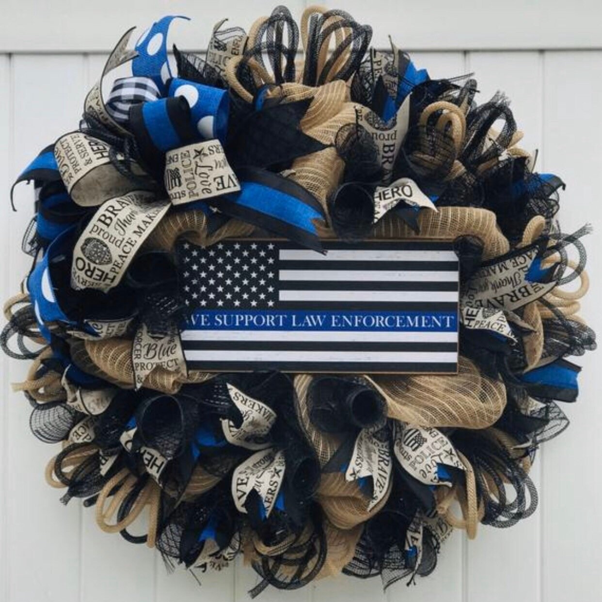 Law Enforcement Wreath, Wreath for Front Door, Spring Wreath, Police ...