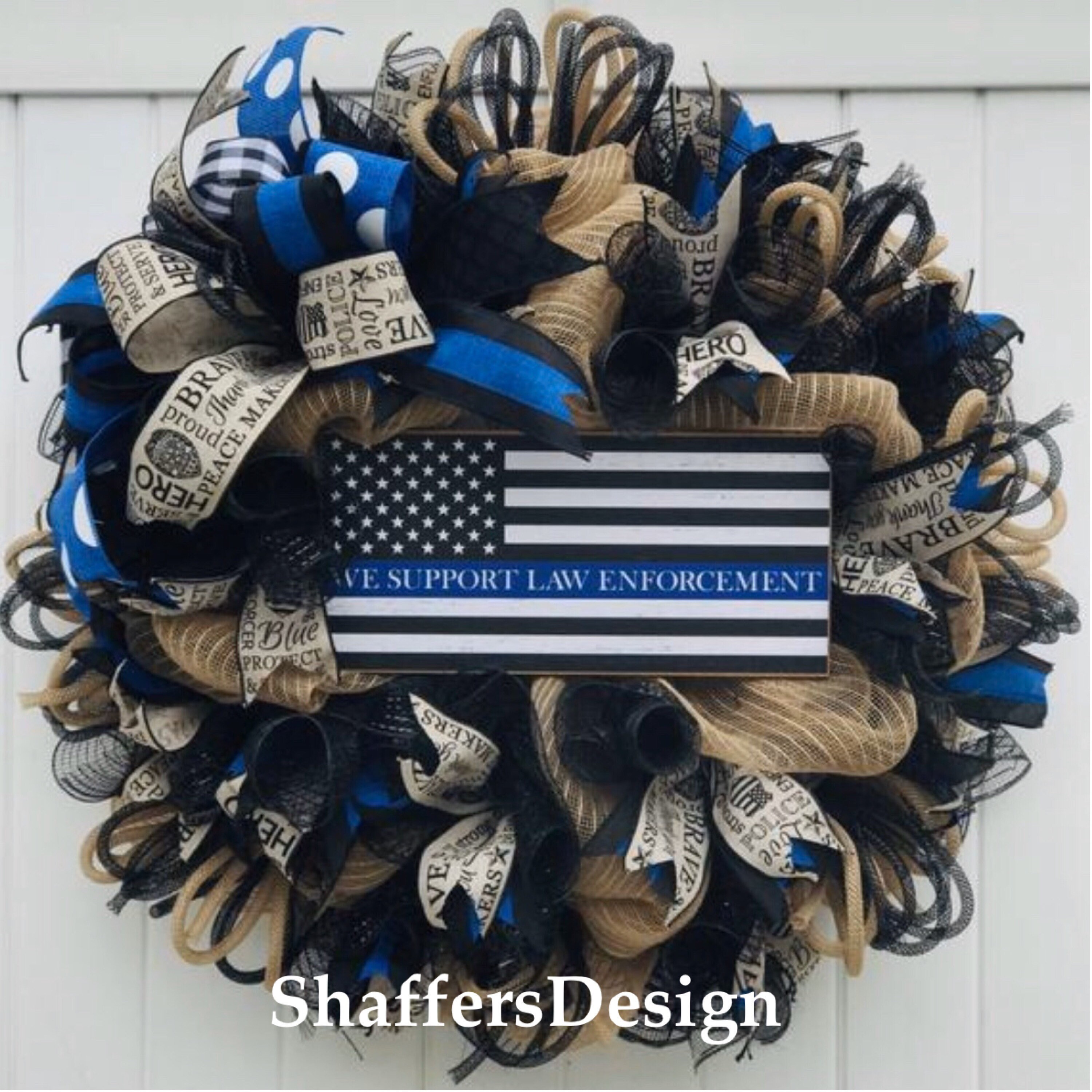 Law Enforcement Wreath, Wreath for Front Door, Spring Wreath, Police ...