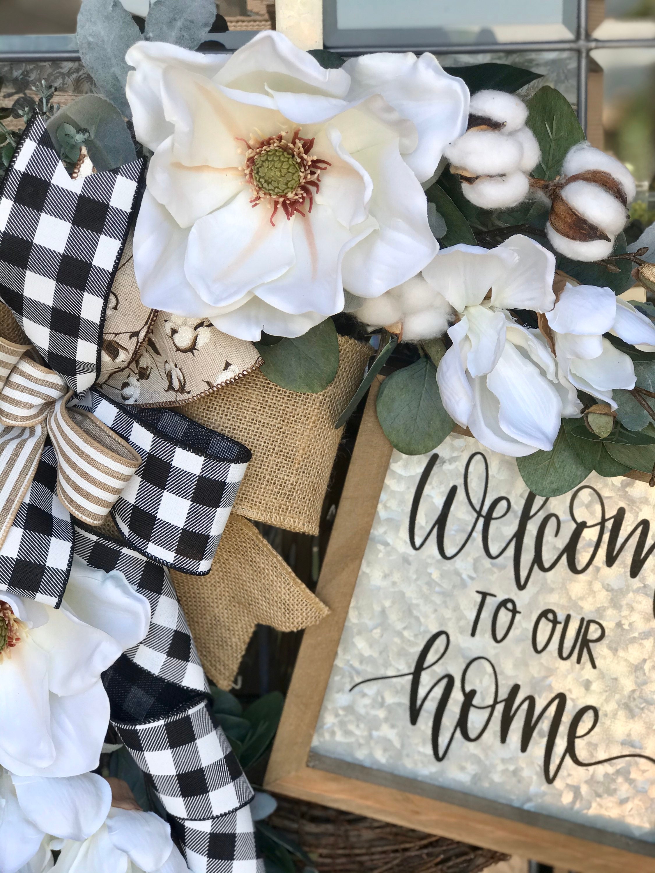 Farmhouse Everyday Wreath, Buffalo Check Wreath, Monogram Wreath ...