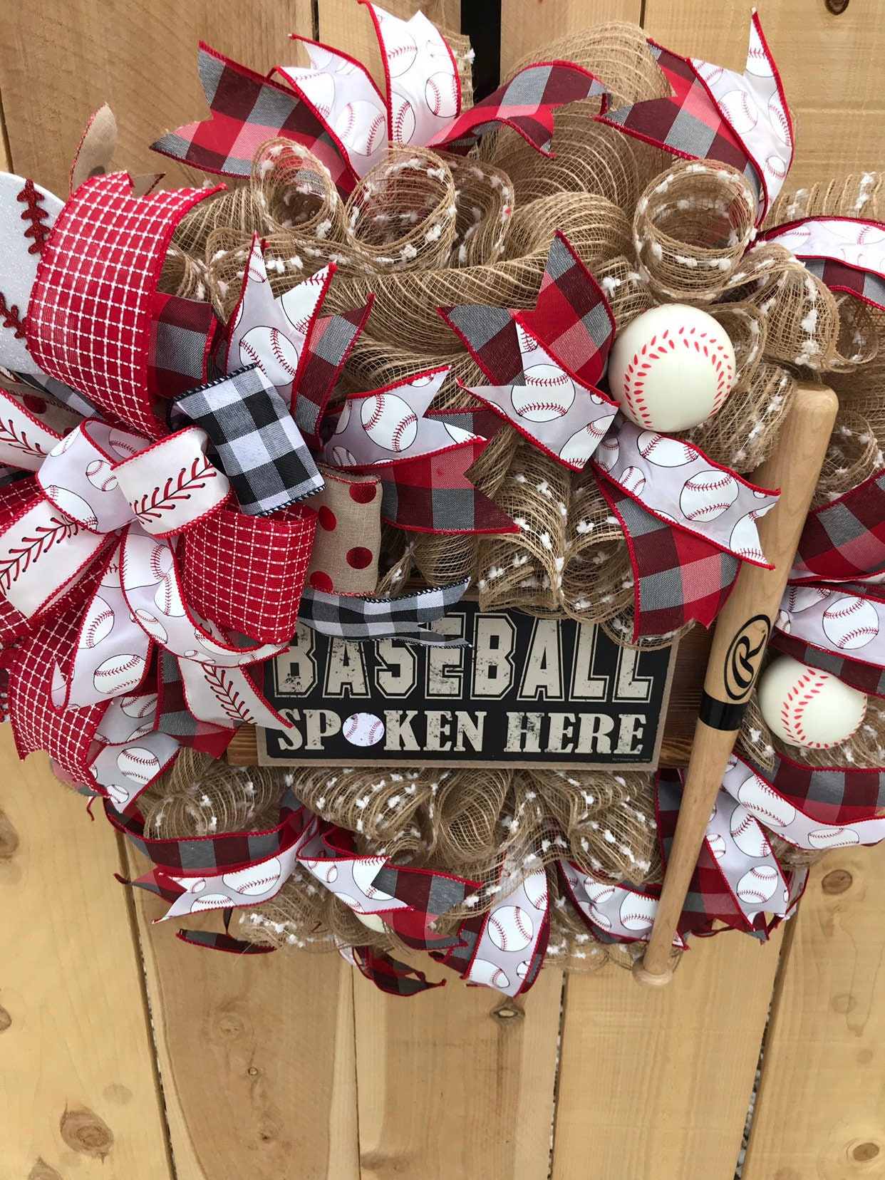 Baseball Wreath, Wreath for Front Door, Spring Wreath, Sports Wreath ...