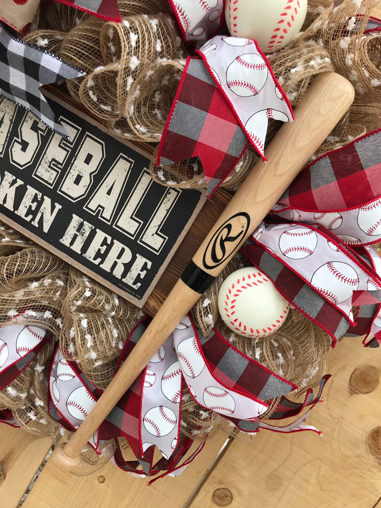 Baseball Wreath, Wreath for Front Door, Spring Wreath, Sports Wreath ...