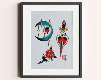 Moon Tattoo | Etsy UK