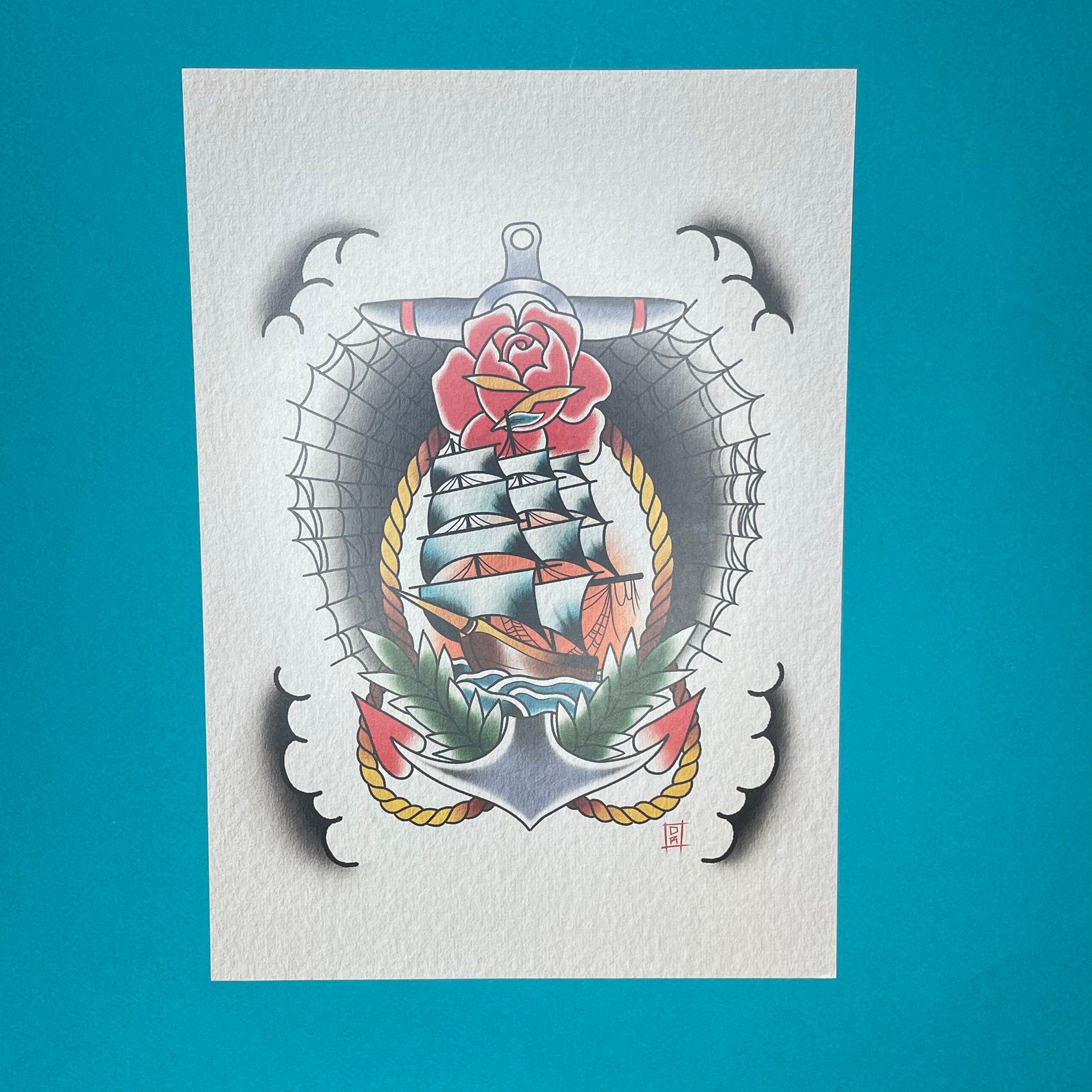 A4 Traditional Tattoo Flash Clipper Ship Tattoo Art Print | Etsy