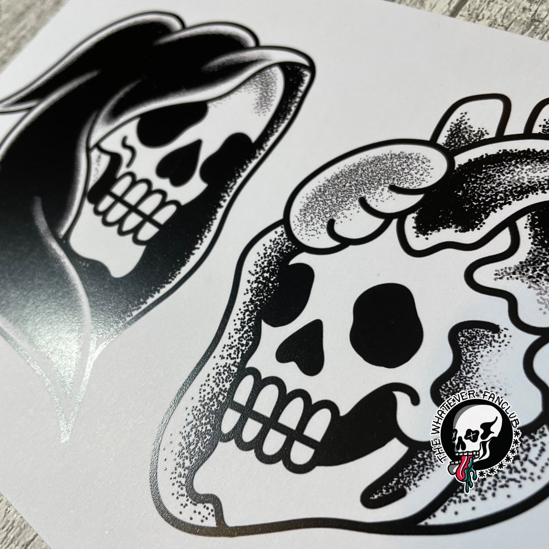 A5 Dotwork Skulls Traditional Tattoo Art Print - Etsy