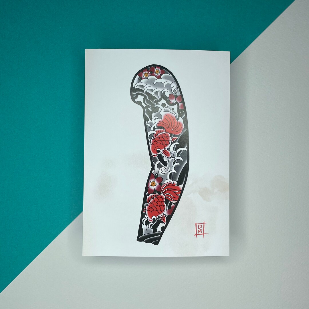 A6 Japanese Kingyo Goldfish Sleeve - Mini Tattoo Print - Etsy
