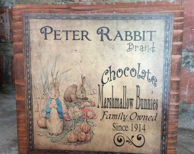 Vintage Peter Rabbit Wood Block Farmhouse Easter Peter Rabbit | Etsy