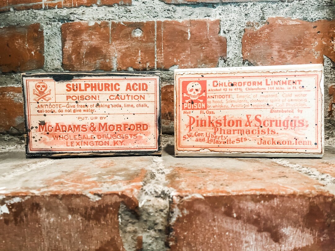 Primitive Halloween Poison Label Wood Blocks, Farmhouse Halloween Shelf ...
