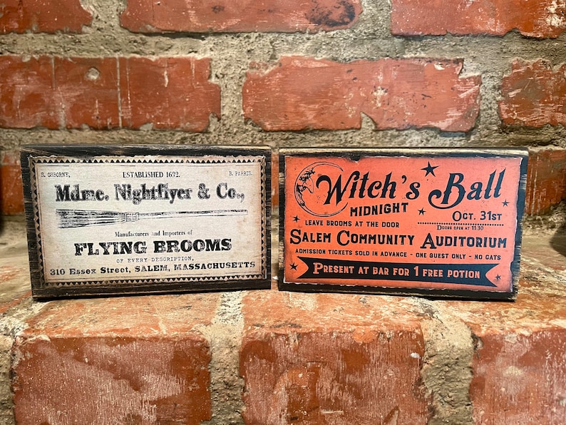 Primitive Halloween Witch Wood Blocks Vintage Witch Broom - Etsy