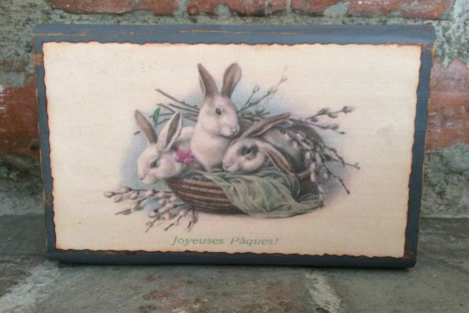 Vintage Easter Chicks Wood Block Farmhouse Easter French | Etsy