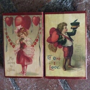 Vintage Farmhouse Valentines; Primitive Valentines Wood Blocks ...