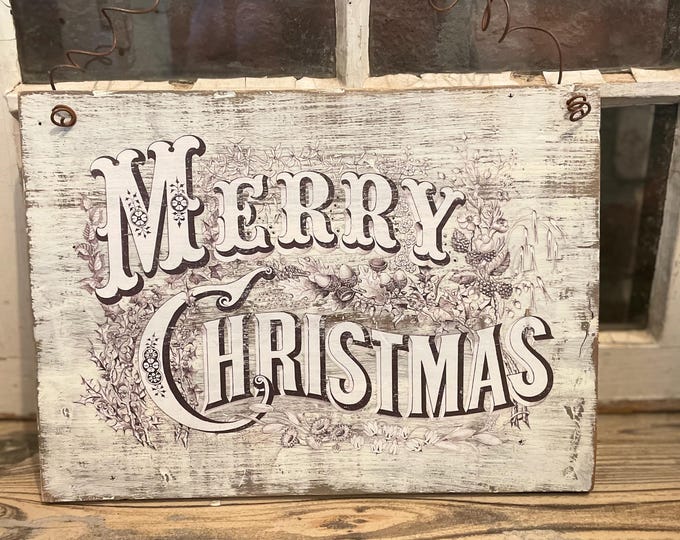 Farmhouse Country Christmas Sign; Primitive Wood Merry Christmas Wall ...