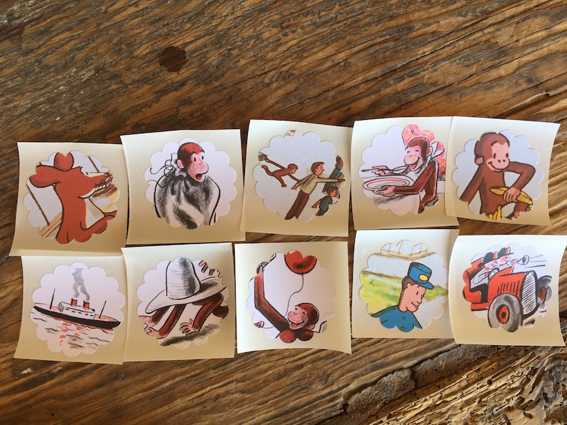 Curious George Stickers for Party Favors, Vintage Book Decor ...
