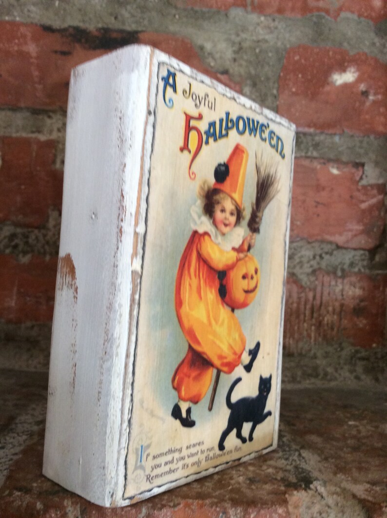 Vintage Halloween Wood Block Vintage Halloween Sign | Etsy