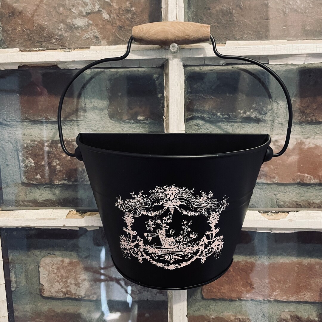 French Country Farmhouse Metal Floral Planters Black & Pink French ...