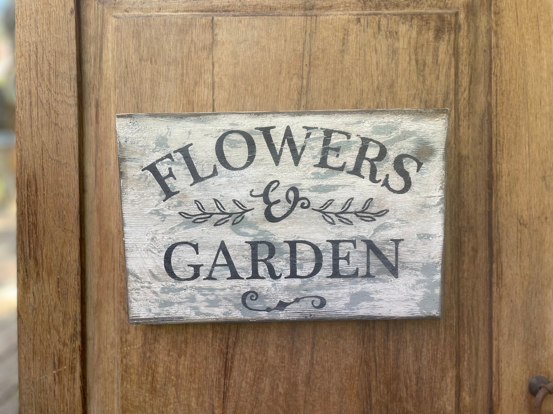 Farmhouse Flower Garden Wood Sign; Vintage Country Garden Sign ...