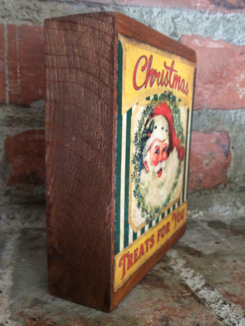 Vintage Christmas Santa Wood Block Farmhouse Christmas Sign - Etsy