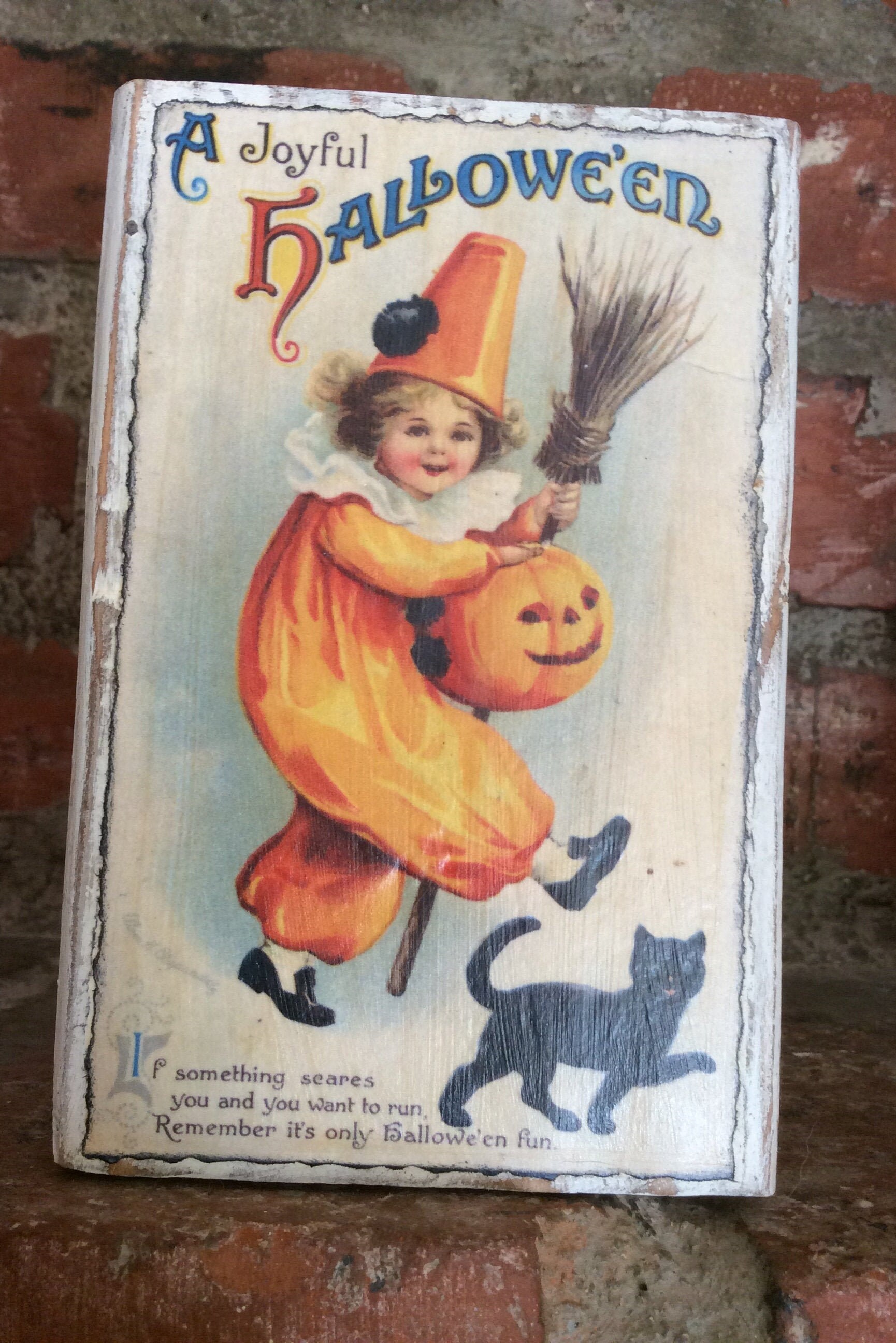 Vintage Halloween Wood Block Vintage Halloween Sign | Etsy