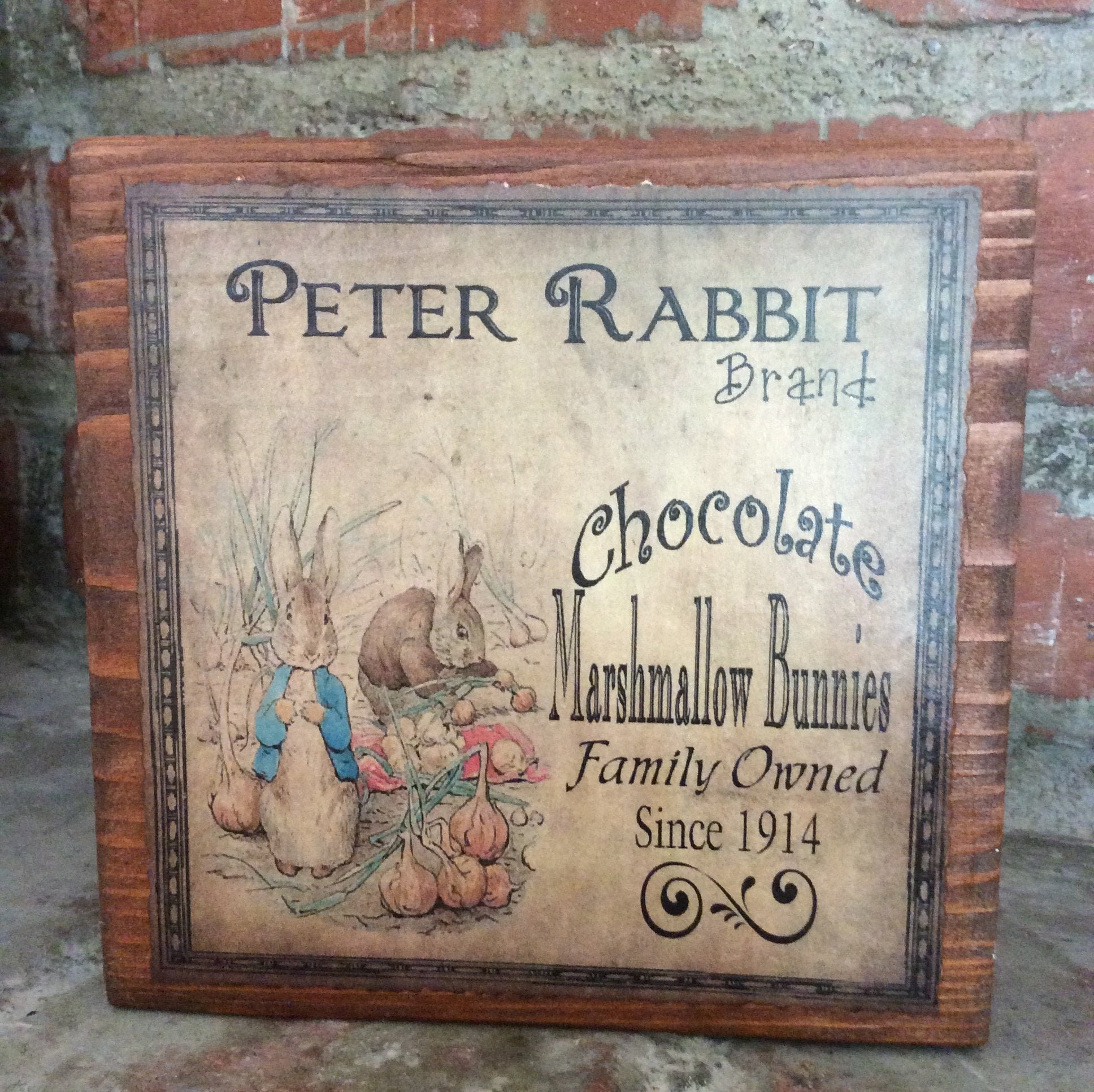 Vintage Peter Rabbit Wood Block; Farmhouse Easter Peter Rabbit Wood ...