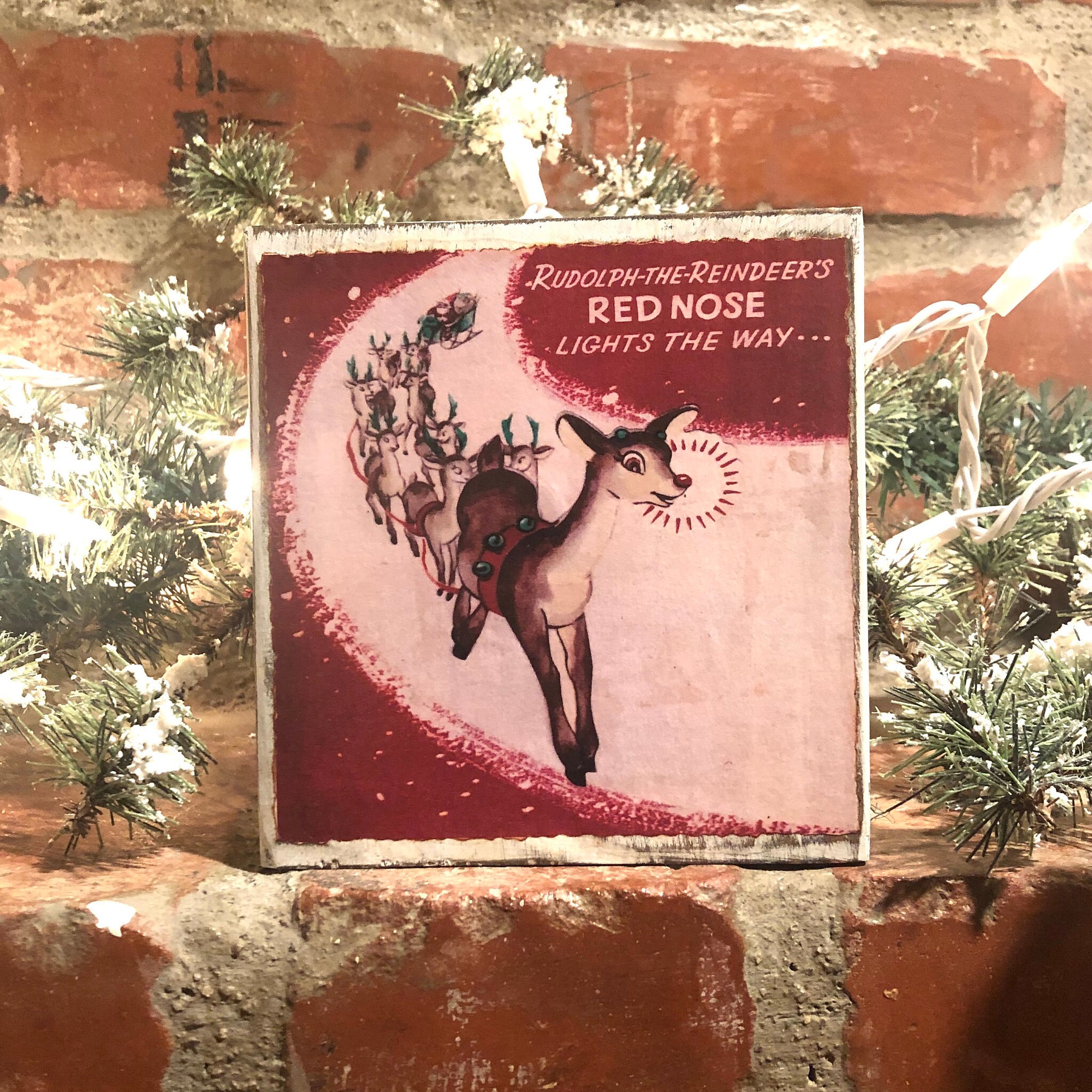 Vintage Rudolph Reindeer Wood Block Sign Primitive Christmas - Etsy