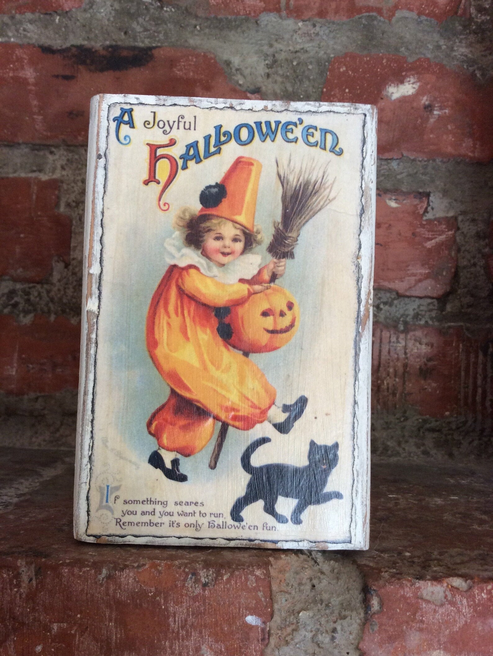 Vintage Halloween Wood Block Vintage Halloween Sign | Etsy