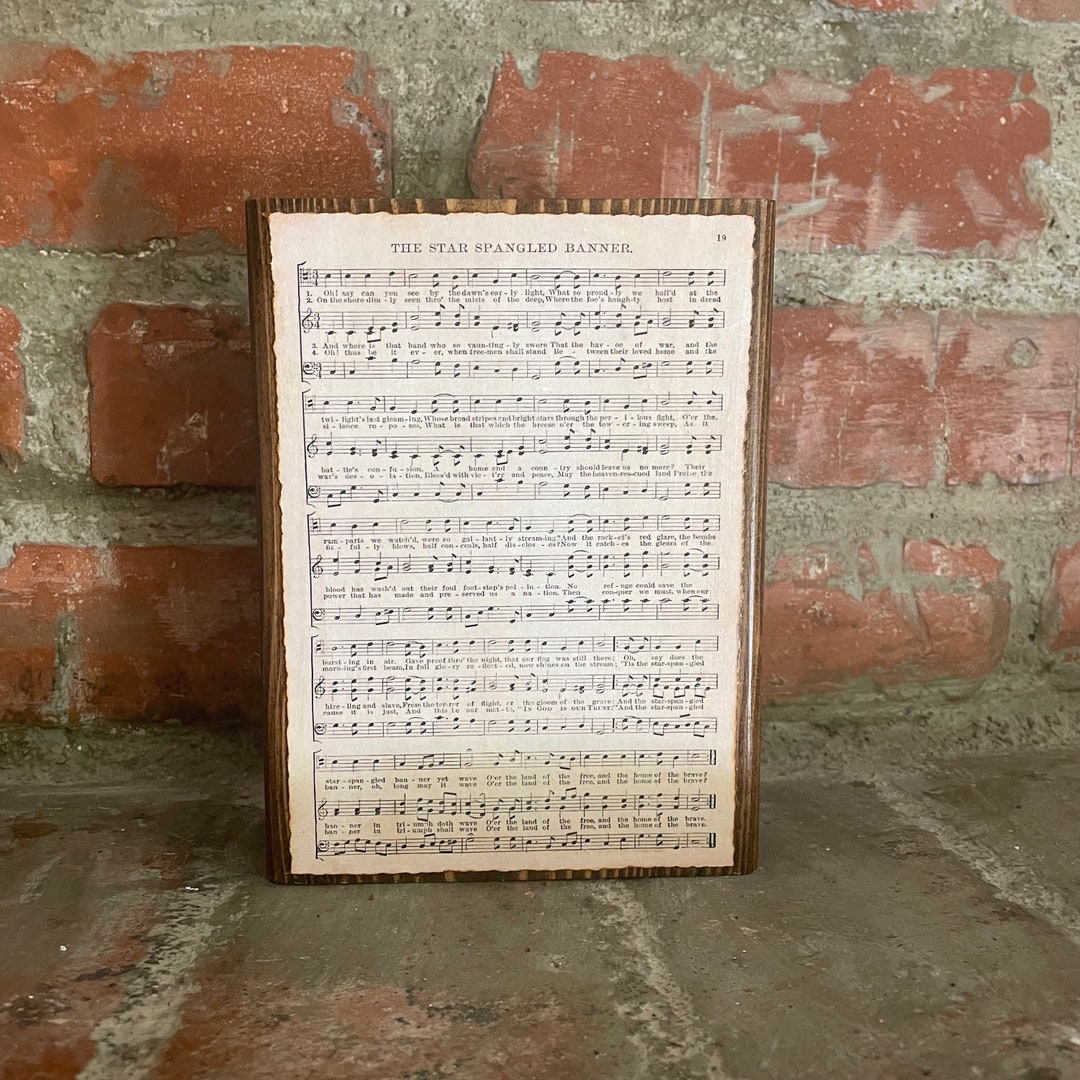 Vintage 4th of July Star Spangle Banner Sheet Music Wood Block ...