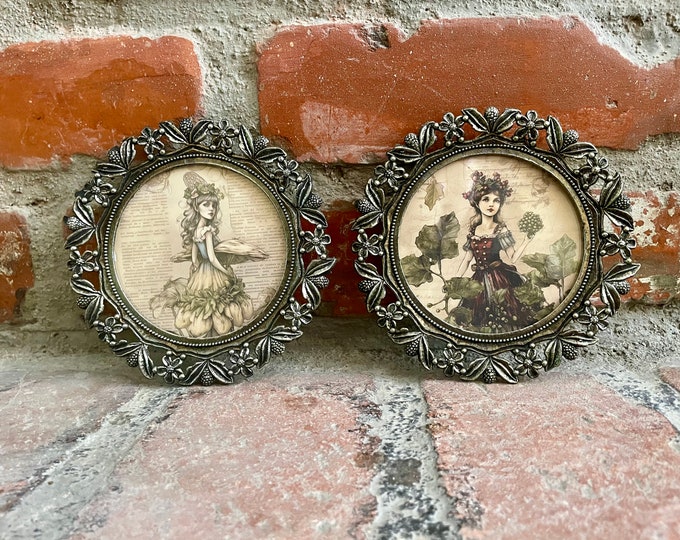 Vintage Framed Fairy Art; Antique Woodland Fairies; Fairy Lover Home ...
