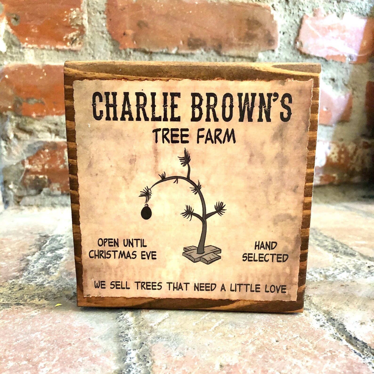 Primitive Vintage Charlie Brown Tree Wood Block Sign Country - Etsy