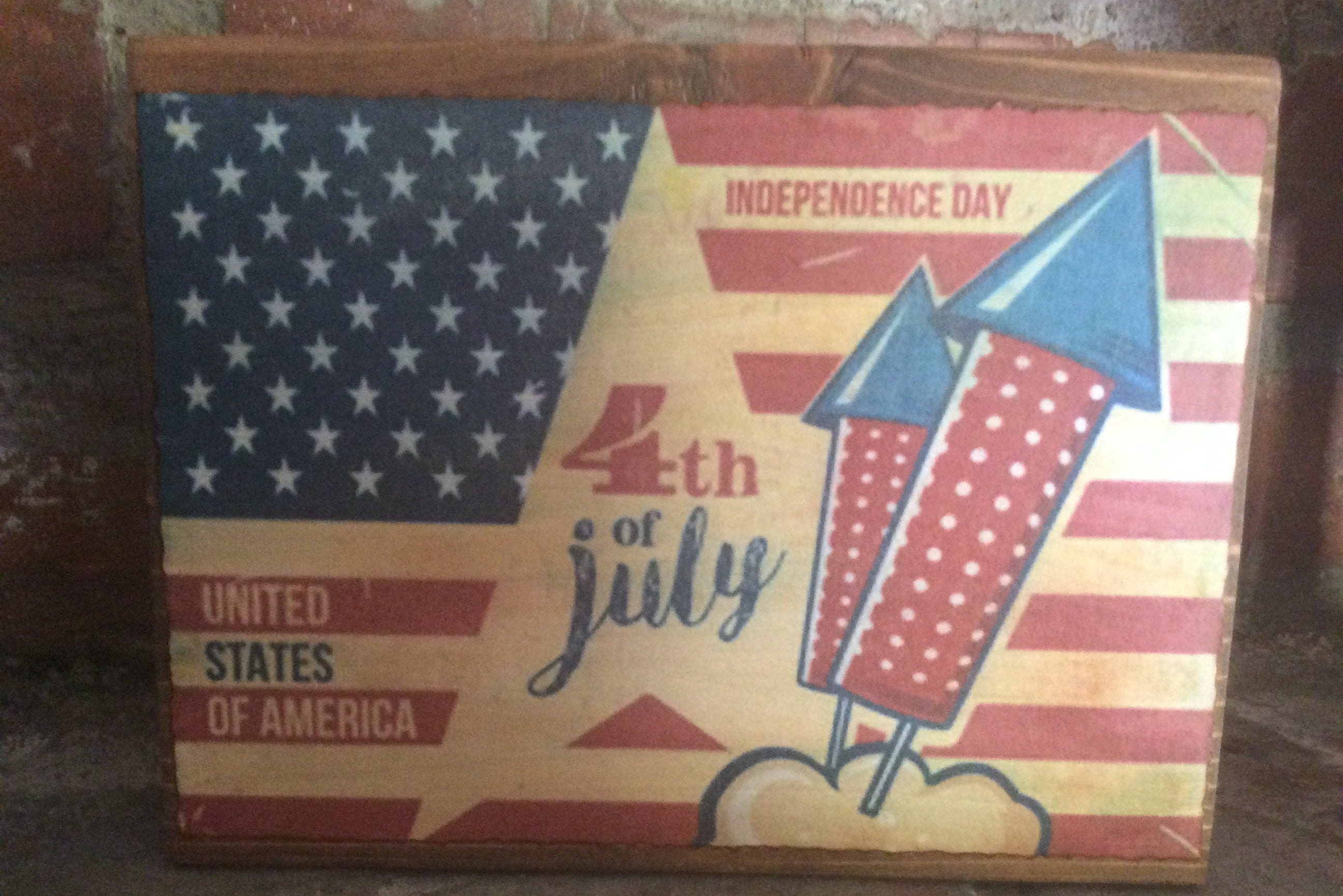 American Vintage 4th of July Wood Block Farmhouse Patriotic | Etsy