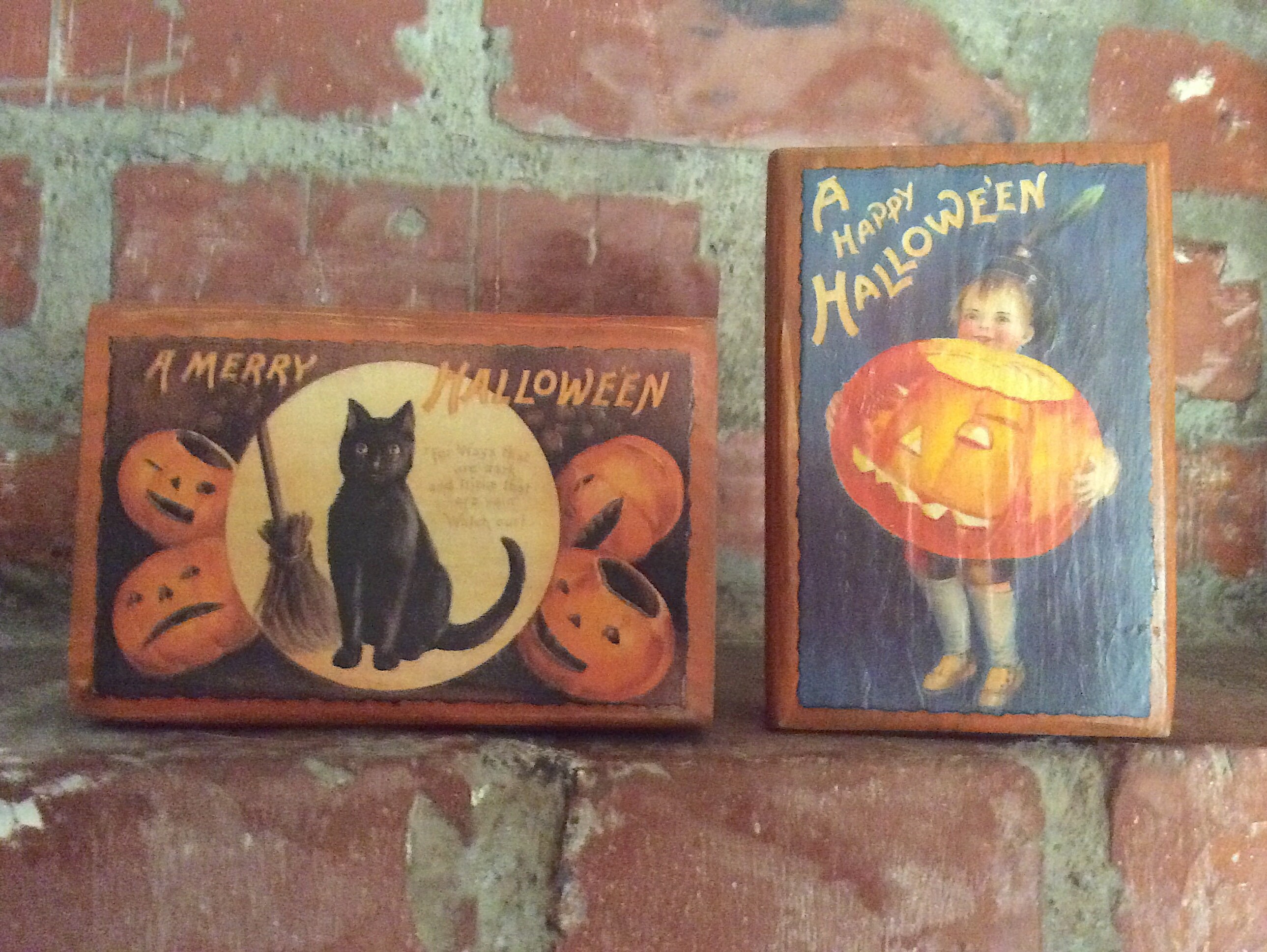 Vintage Halloween Wood Blocks Vintage Halloween Shelf | Etsy