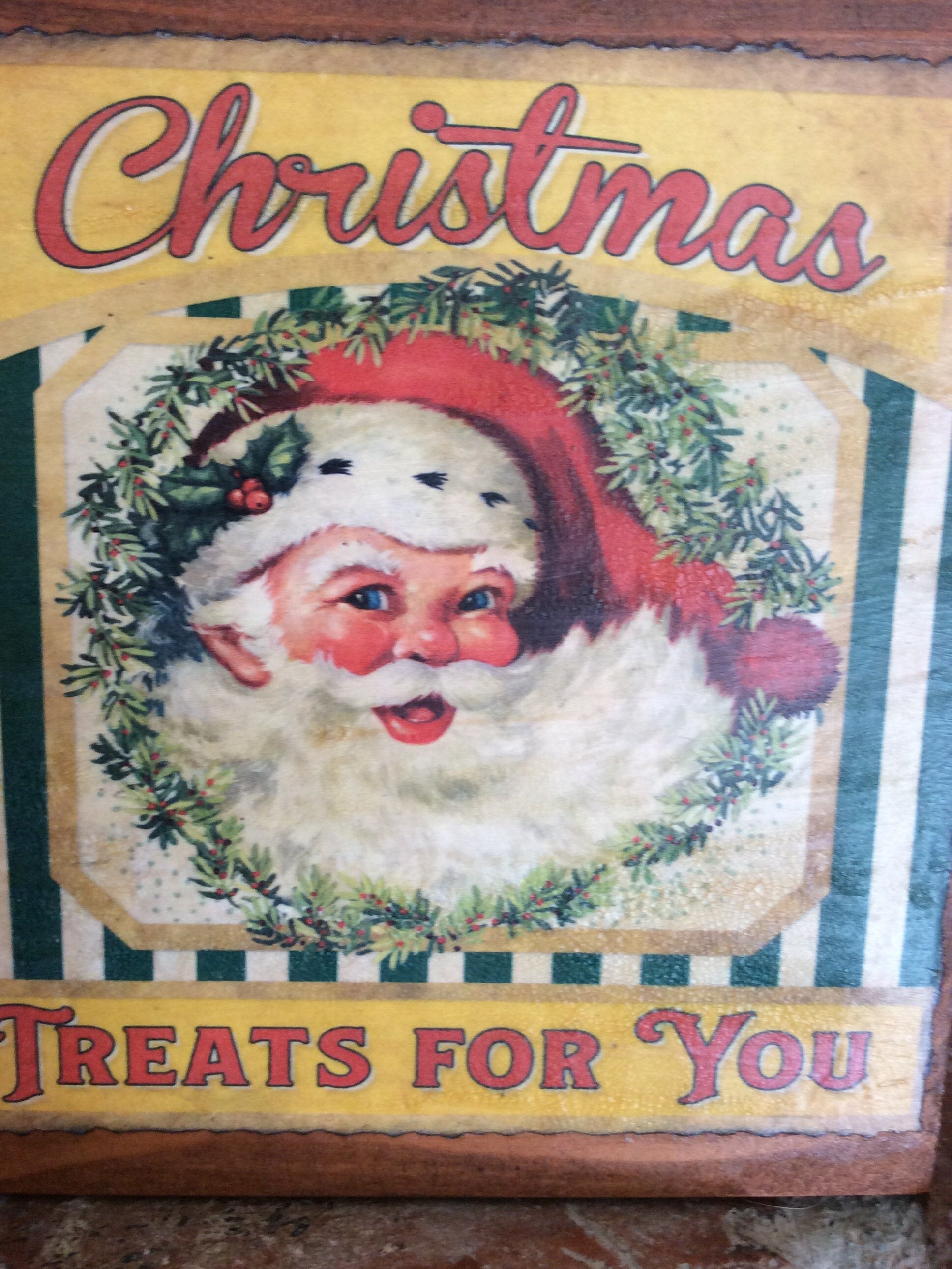 Vintage Christmas Santa Wood Block Farmhouse Christmas Sign | Etsy