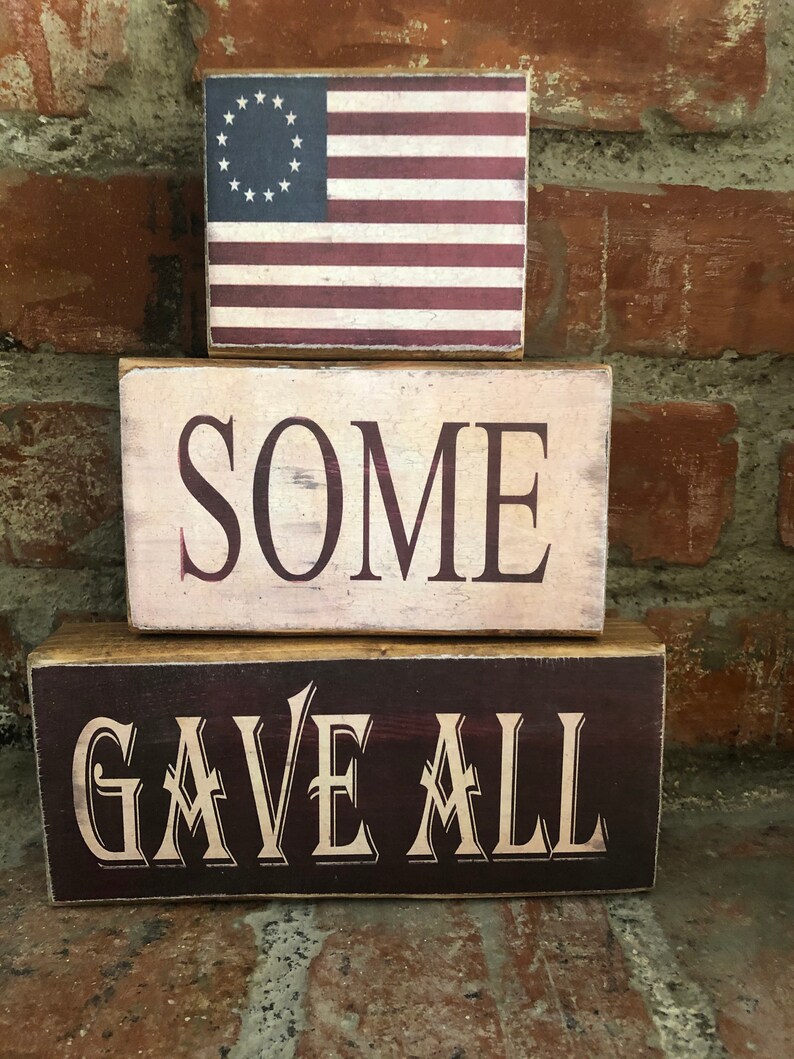 Americana Wood Blocks Patriotic Decor 4th of July Primitive - Etsy