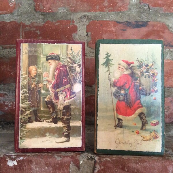 Wood Block Santa - Etsy