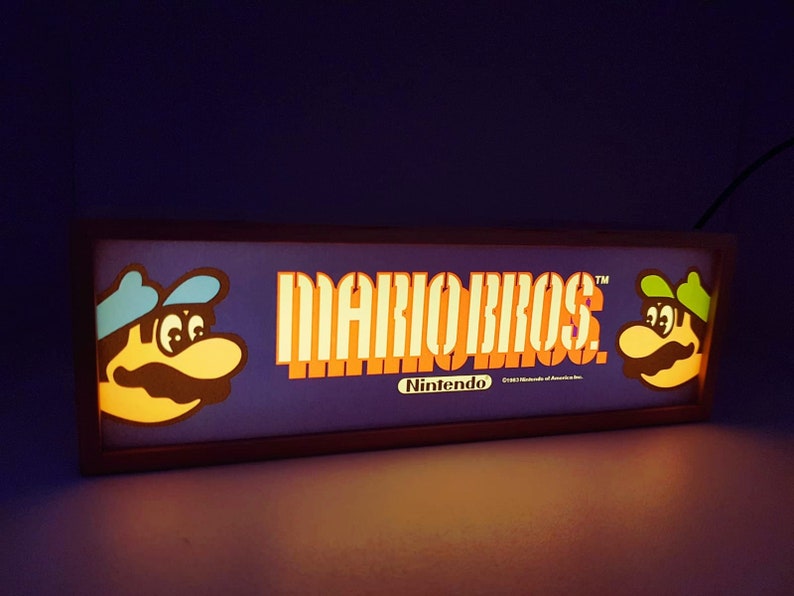 Mario Bros Marquee Light Box Wood Mario Bros Light Box Mario | Etsy